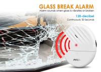 China Window Alarm Sensors 125dB Ultra-Slim Wireless Glass Break Detector Vibration Alarm for sale