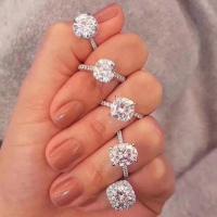 China Sparkling Round Clear 925 Sterling Silver Cubic Zirconia Band Ring CZ for Engagement for sale
