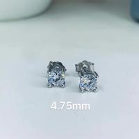China Moissanite Sterling 925 Silver Stud Earrings AAAA+ Cubic Zirconia for sale