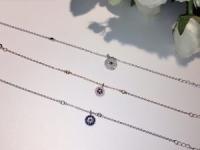 China S925 Silver Rhodium Evil Blue Eye Necklace Talismans Chain 5A Zirconia for sale