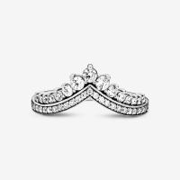 China Wishbone Tiara 925 Sterling Silver Rings with Clear Cubic Zirconia for sale