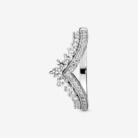 China Wishbone Tiara 925 Sterling Silver Rings with Clear Cubic Zirconia for sale