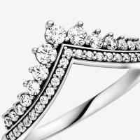 China Wishbone Tiara 925 Sterling Silver Rings with Clear Cubic Zirconia for sale