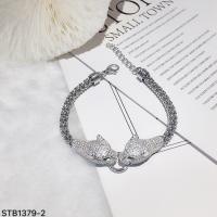 China CZ Cubic Zirconia Animal Tiger Sterling Silver Bracelet Bangle Flexible Bangle Jewelry for sale