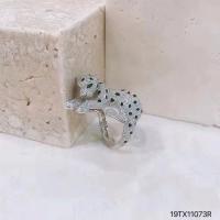China Moissanite Sterling Silver 925 Diamond Ring White Gold Leopard Ring for sale