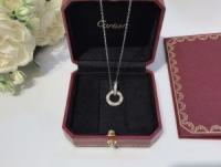 China Long Double Ring Pendant Sterling Silver Necklace Charm For Women 18inch for sale