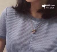China Long Double Ring Pendant Sterling Silver Necklace Charm For Women 18inch for sale