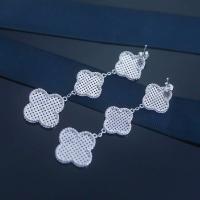 China Custom Silver 925 Sterling Earrings CZ Four Leaf Pendent Drop for sale