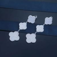 China Custom Silver 925 Sterling Earrings CZ Four Leaf Pendent Drop for sale
