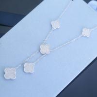 China Polished Sterling Silver Four Leaf Clover Necklace 925 CZ Necklace for sale