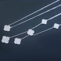 China Polished Sterling Silver Four Leaf Clover Necklace 925 CZ Necklace for sale