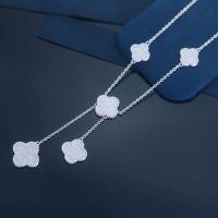 China Polished Sterling Silver Four Leaf Clover Necklace 925 CZ Necklace for sale