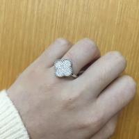 China Wholesale 925 Sterling Silver Fine Jewelry Trendy Custom Adjustable Ring Four Leafs Clover Zircon Rings For Girls for sale