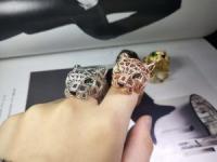 China Gold Plated Leopard Diamond Ring 925 Silver Jewelry OEM for sale