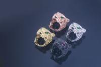 China Gold Plated Leopard Diamond Ring 925 Silver Jewelry OEM for sale