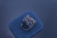 China Gold Plated Leopard Diamond Ring 925 Silver Jewelry OEM for sale