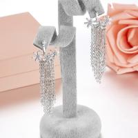 China Polished S925 Snowflake Fringe Sterling Silver Tassel Earrings 1.5cm for sale