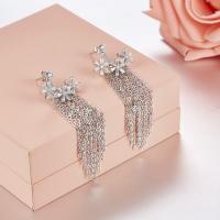 China Polished S925 Snowflake Fringe Sterling Silver Tassel Earrings 1.5cm for sale