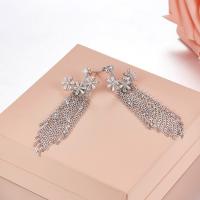 China Polished S925 Snowflake Fringe Sterling Silver Tassel Earrings 1.5cm for sale
