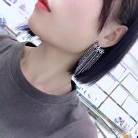China Polished S925 Snowflake Fringe Sterling Silver Tassel Earrings 1.5cm for sale