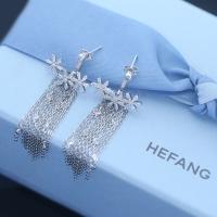 China Polished S925 Snowflake Fringe Sterling Silver Tassel Earrings 1.5cm for sale