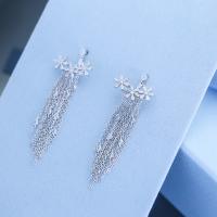 China Polished S925 Snowflake Fringe Sterling Silver Tassel Earrings 1.5cm for sale