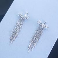 China Polished S925 Snowflake Fringe Sterling Silver Tassel Earrings 1.5cm for sale
