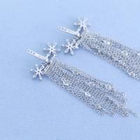 China Polished S925 Snowflake Fringe Sterling Silver Tassel Earrings 1.5cm for sale