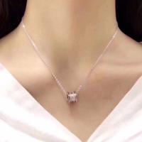China CZ Cubic Zircon Sterling Silver Neckalce Circle Pendant For Women Girl for sale
