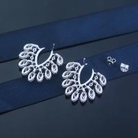 China Hoop Drop 925 Sterling Silver Earrings Hypoallergenic Geometric Scalloped for sale