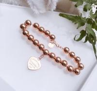China Custom Fine Beaded 14k 18k Gold Ball Chain Bracelet 925 Sterling Silver Heart charm for sale