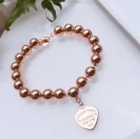 China Custom Fine Beaded 14k 18k Gold Ball Chain Bracelet 925 Sterling Silver Heart charm for sale