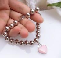 China Adjustable Plain S925 Stretch Sterling Silver Beaded Bracelet Lightweight for sale