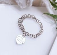 China Womens Chain 925 Sterling Silver Bracelet Bangle Heart Charm Fine Jewelry for sale