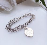 China Womens Chain 925 Sterling Silver Bracelet Bangle Heart Charm Fine Jewelry for sale
