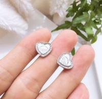 China Heart Stud 925 Sterling Silver Hypoallergenic Silver Drop Cubic Zirconia Earrings for sale