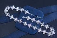 China Custom 925 Sterling Silver Four Leaf Clover Necklace Diamond Gemstone Pendant Chain for sale