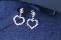 China Eternity Heart Cubic Zirconia 925 Sterling Silver Dangle Earrings ODM for sale