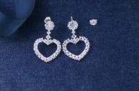 China Eternity Heart Cubic Zirconia 925 Sterling Silver Dangle Earrings ODM for sale