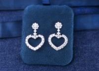 China Eternity Heart Cubic Zirconia 925 Sterling Silver Dangle Earrings ODM for sale