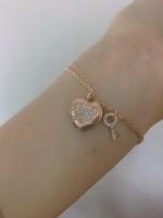 China Personalized Charms Key Lock Heart Padlock Bracelet Gold Qixi Gift for sale