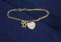 China Personalized Charms Key Lock Heart Padlock Bracelet Gold Qixi Gift for sale