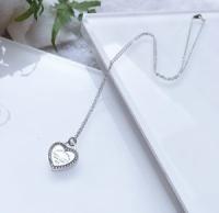 China 18 Inch Sterling Silver Heart Pendant Necklace Rhodium Plating for sale