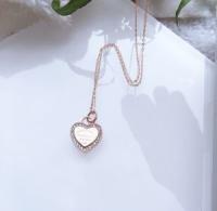 China 18 Inch Sterling Silver Heart Pendant Necklace Rhodium Plating for sale