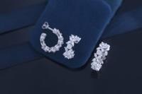 China Crystal Flower Cubic Zirconia CZ Eternity Band Sterling Silver ODM for sale