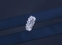 China Crystal Flower Cubic Zirconia CZ Eternity Band Sterling Silver ODM for sale
