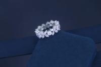 China Crystal Flower Cubic Zirconia CZ Eternity Band Sterling Silver ODM for sale