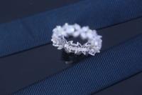 China Crystal Flower Cubic Zirconia CZ Eternity Band Sterling Silver ODM for sale