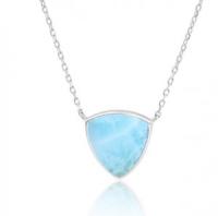 China 925 Larimar Sterling Silver Necklace Oval Cabochon Gemstones OEM for sale