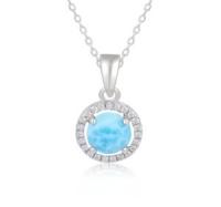 China 925 Larimar Sterling Silver Necklace Oval Cabochon Gemstones OEM for sale